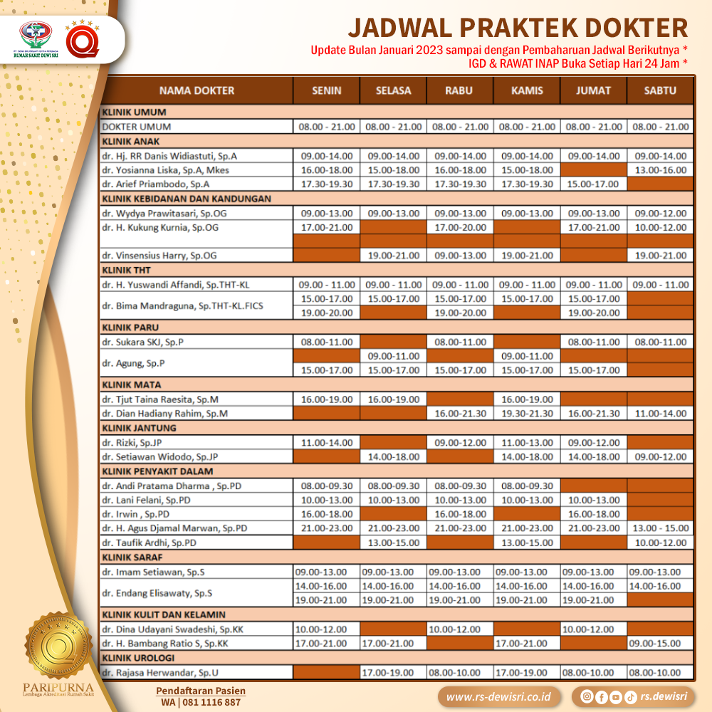 Jadwal Dokter Rs Dewi Sri - Perumperindo.co.id